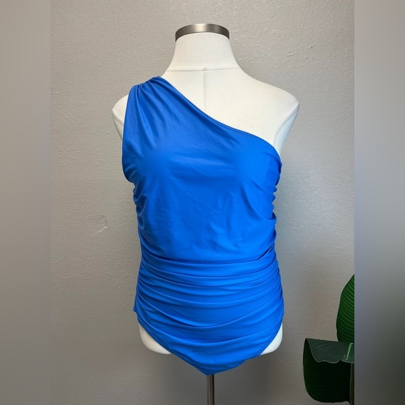 J. Crew | Swim | J Crew Sail Blue Ruched One Shoulder One Piece ...